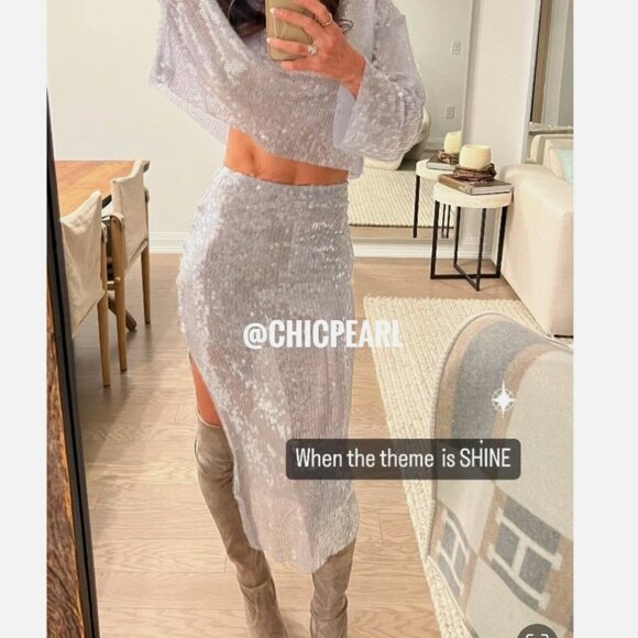 Zara | Skirts | Zara Sequin Matching Set Skirt And Top | Poshmark